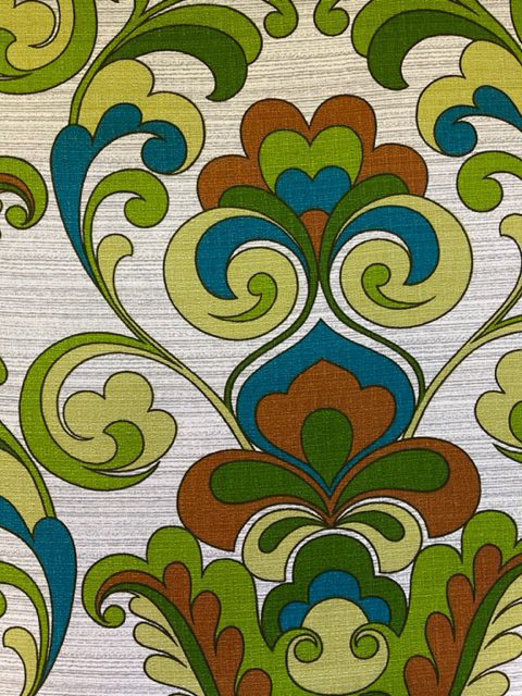 patroon groen blauw bruin - Dekoplus - stof retro - Bastaa!