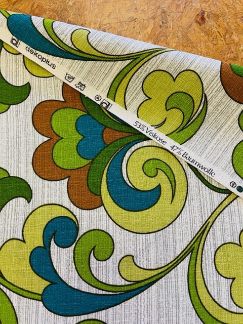 patroon groen blauw bruin - Dekoplus - stof retro - Bastaa!