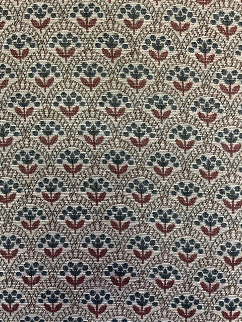 Berries - blauw groen ecru - geweven stof retro - Bastaa!