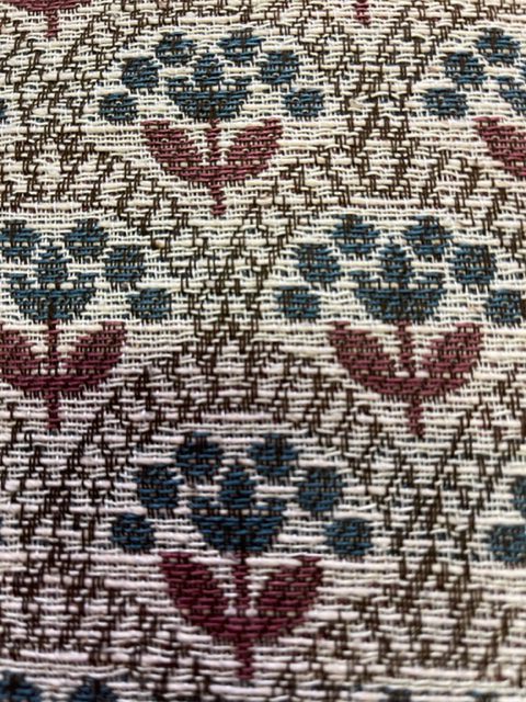 Berries - blauw groen ecru - geweven stof retro - Bastaa!